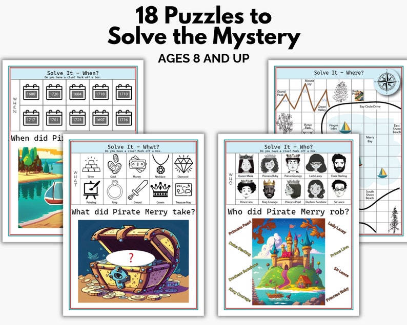 Pirate Treasure Mystery Puzzles | Family Game Night | Ages 8 & up ...