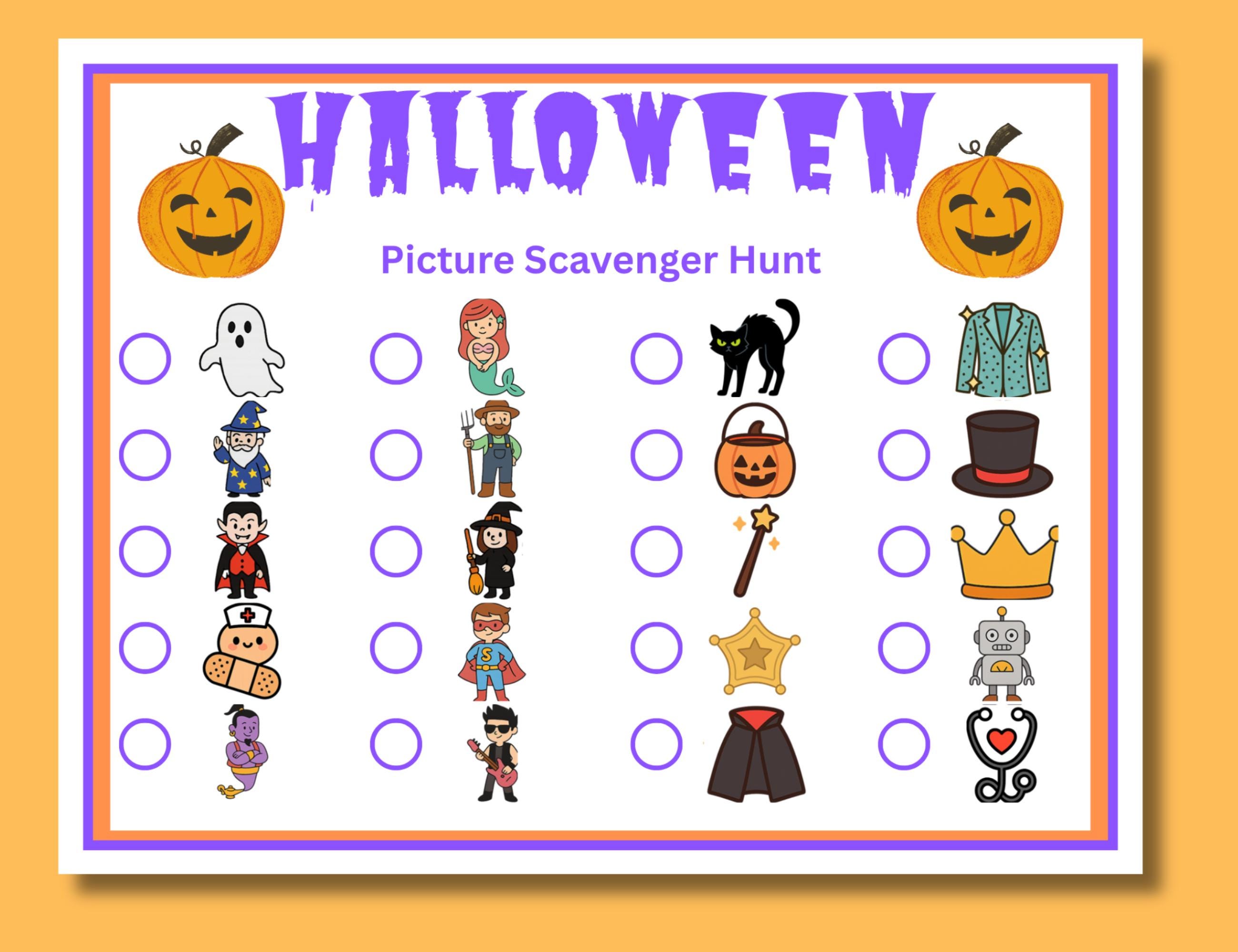 Halloween Scavenger Hunt for Kids: Picture Cards Printable (PDF ...