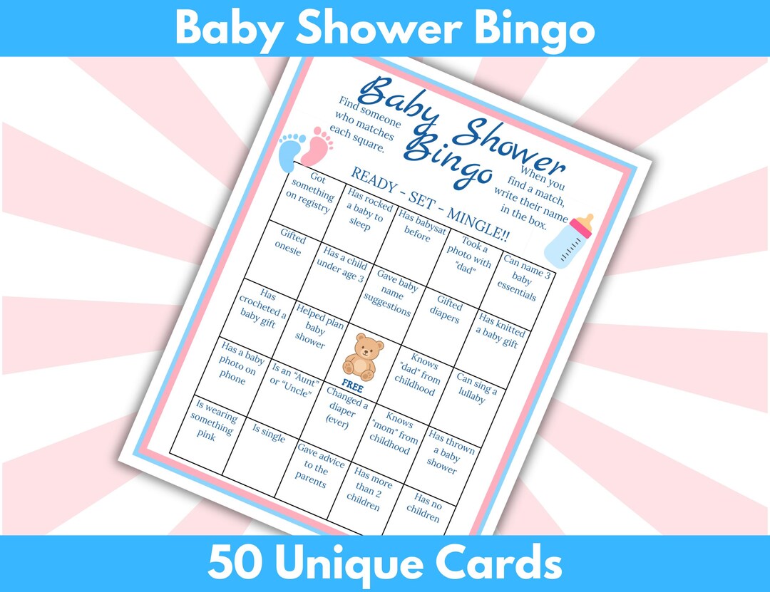 Baby Shower Bingo ~ Find the Guest Bingo ~ Baby Shower Game ~ Printable ...