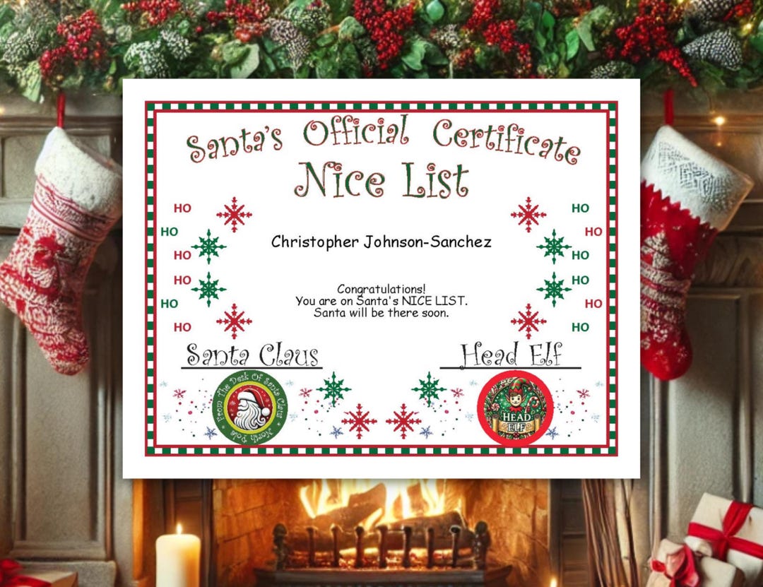 Editable Santa Nice List Certificate ~ Kid's Christmas Gift ...