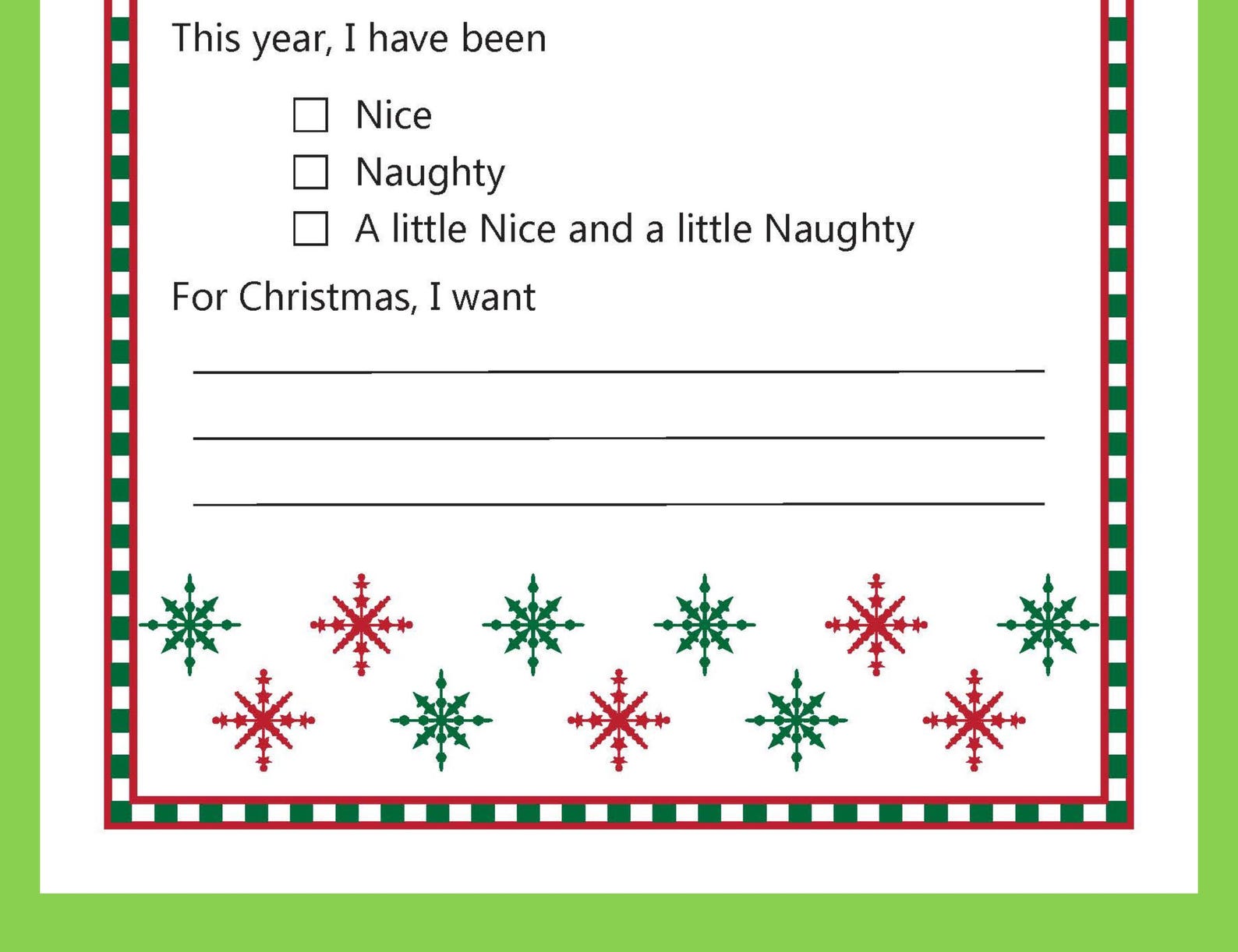 Letter to Santa Template: Kids Christmas Wish List (printable Instant ...