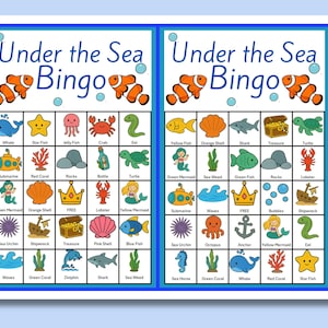 Bingo Cards - Under the Sea, Printable Party Game, Kids, ALL Ages ...