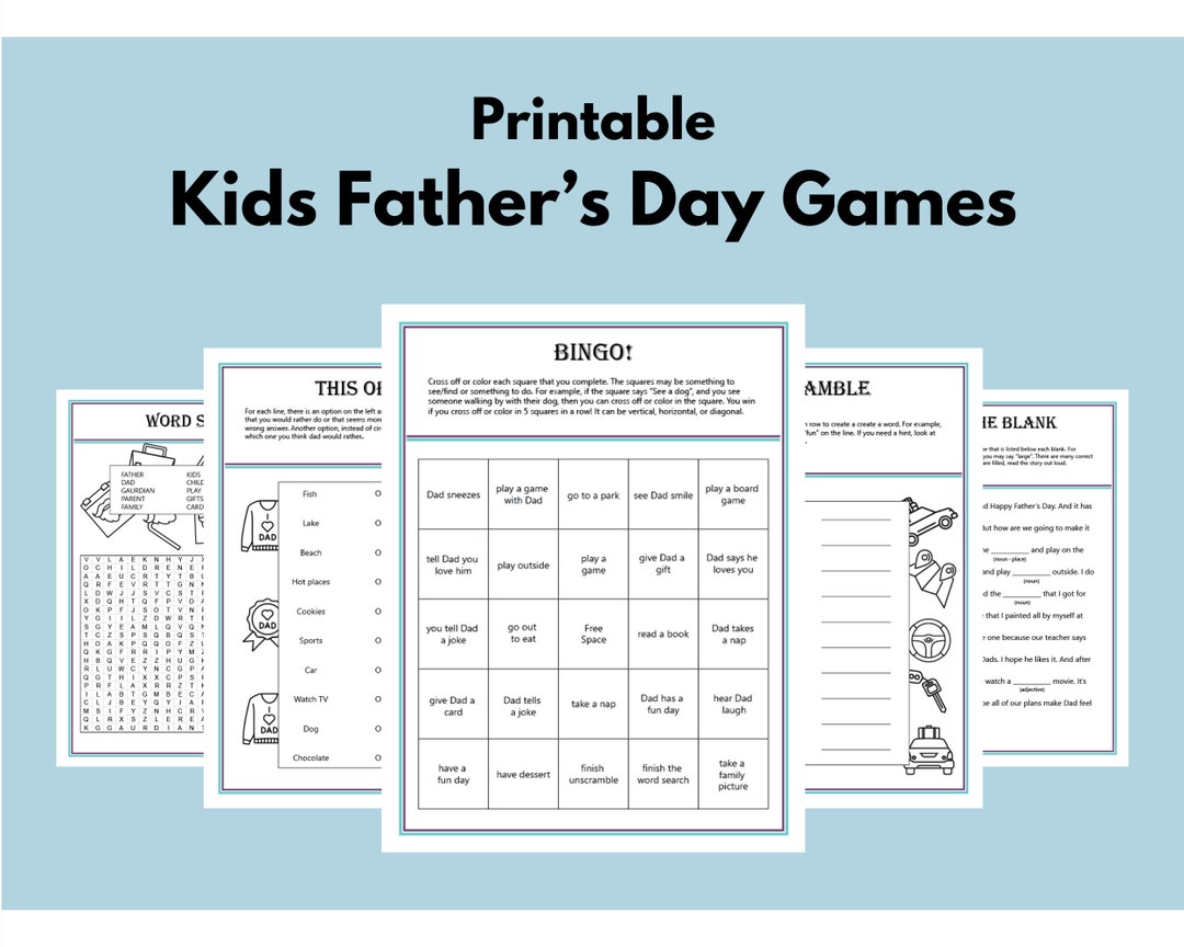 Printable Kids Father's Day Games | Scavenger Hunt | Father's Day ...
