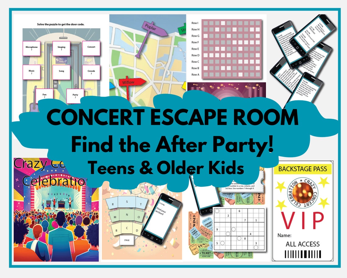 Concert Escape Room Family Game Night Activity Teens, Tweens, Older ...