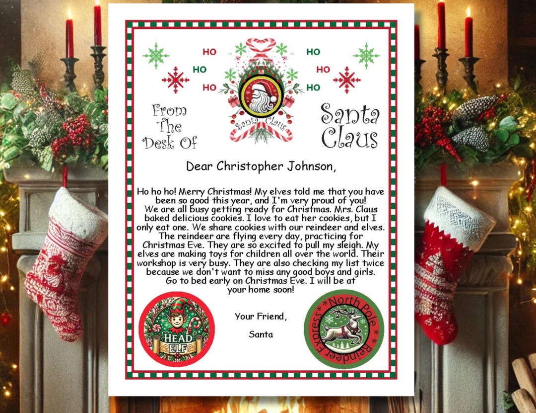 Editable Letter From Santa ~ Personalized Santa Letter ~ Customizable ...