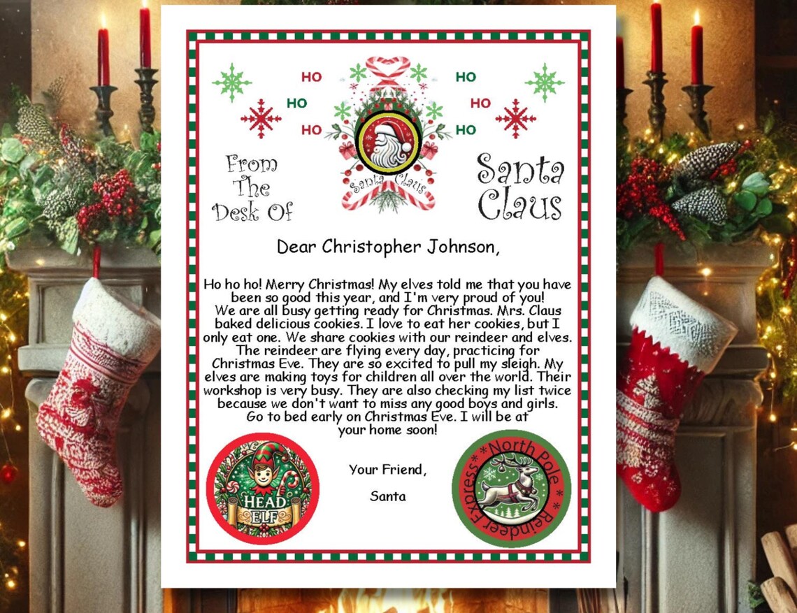 Editable Letter From Santa ~ Personalized Santa Letter ~ Customizable ...