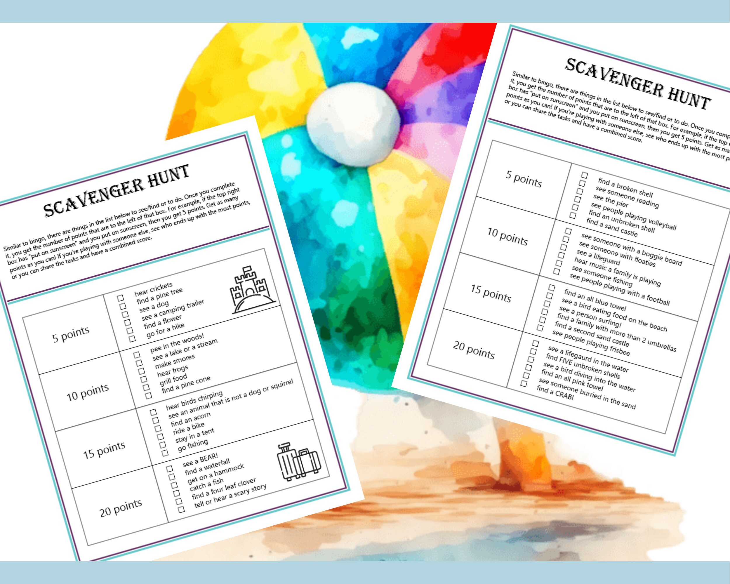 Printable Kids Vacation Games | Scavenger Hunt | Family Vacation ...