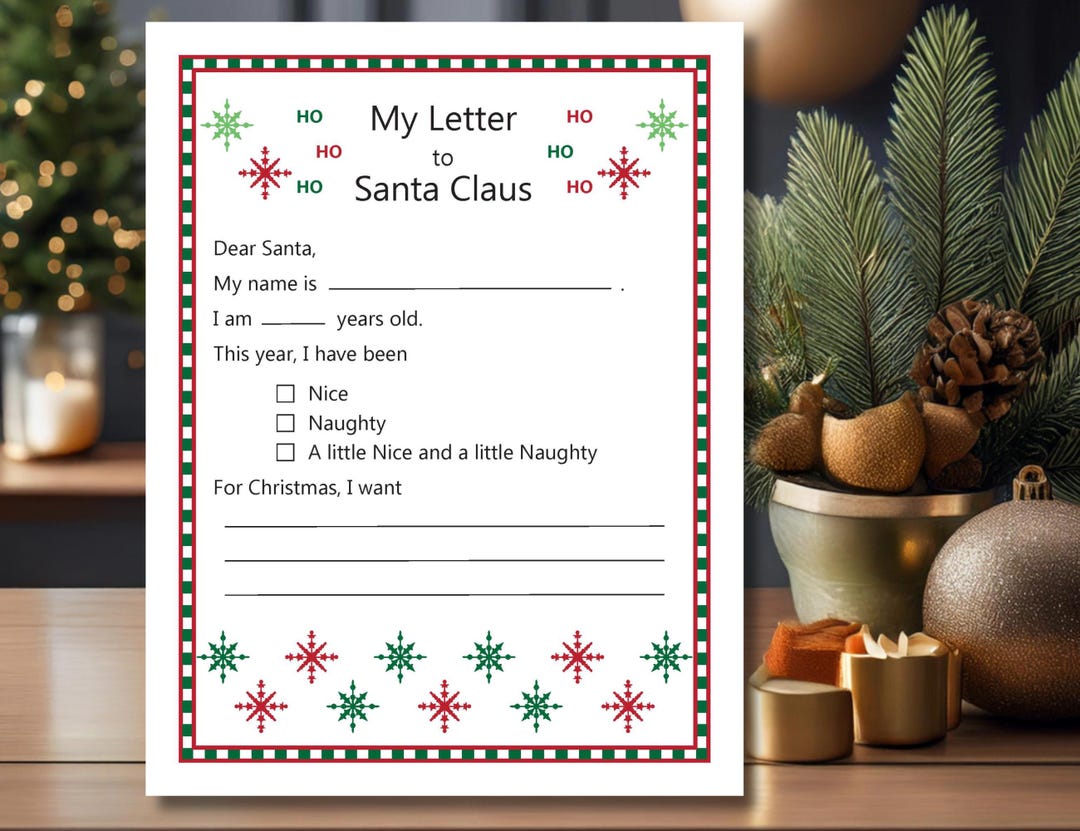 Letter to Santa - Template - Kids Wish List - Printable Christmas ...