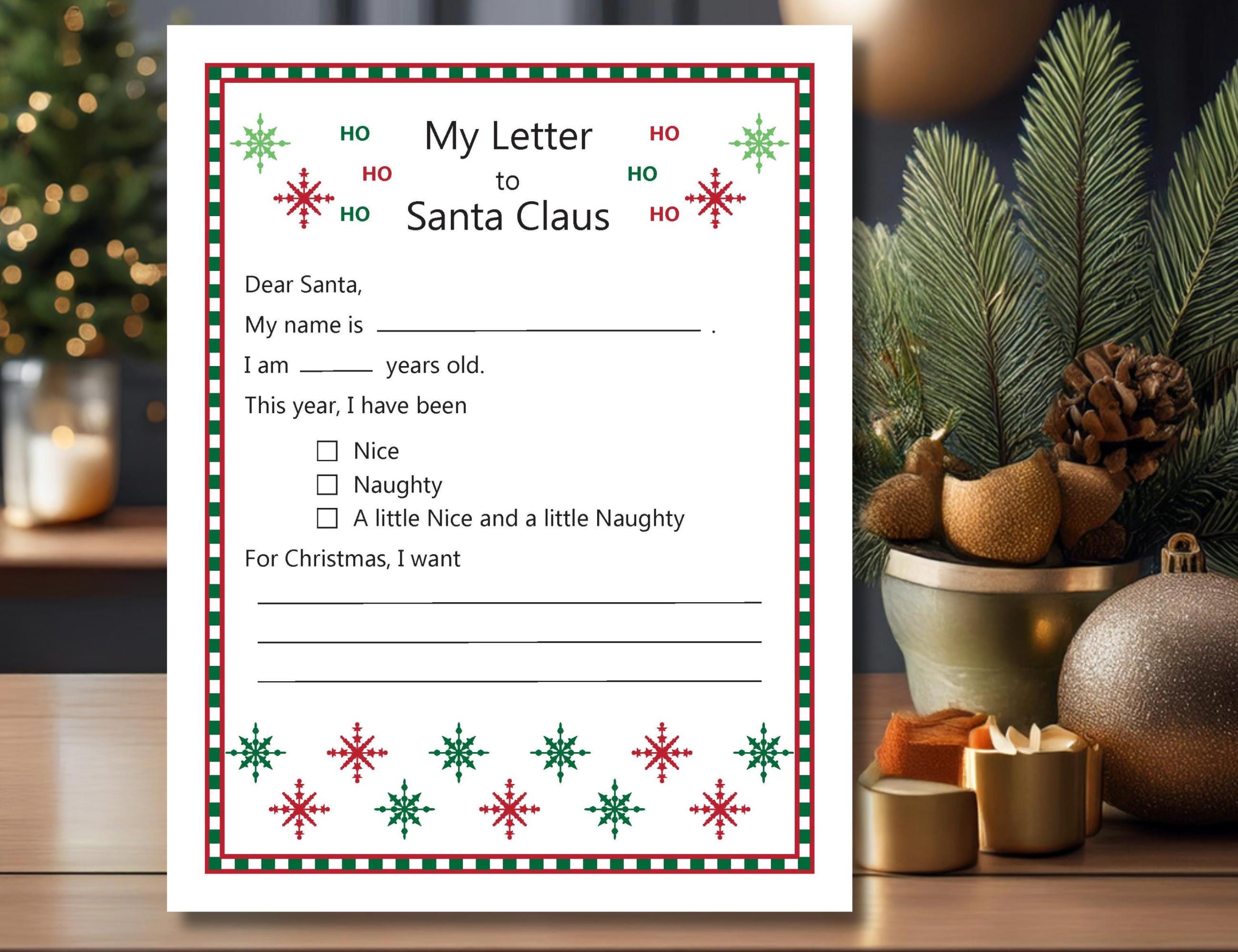 Letter to Santa Template: Kids Christmas Wish List (printable Instant ...