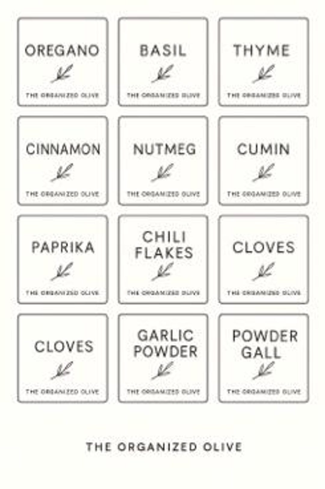 Spice Jar Labels – Printable Minimalist Set | Herb & Spice Organization ...