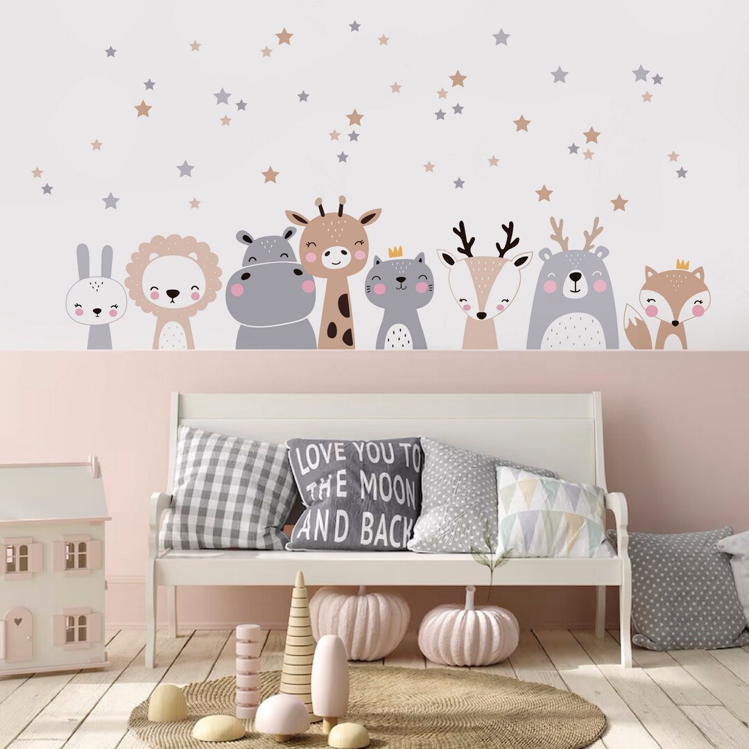 Cute Animal Wall Decals | Woodland Fox, Bear, Rabbit and Giraffe ...