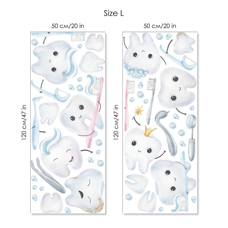 Cute Tooth Wall Decals for Dental Clinic – Kids Dentist Office Decor ...