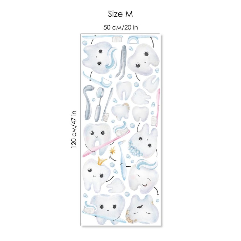 Cute Tooth Wall Decals for Dental Clinic – Kids Dentist Office Decor ...