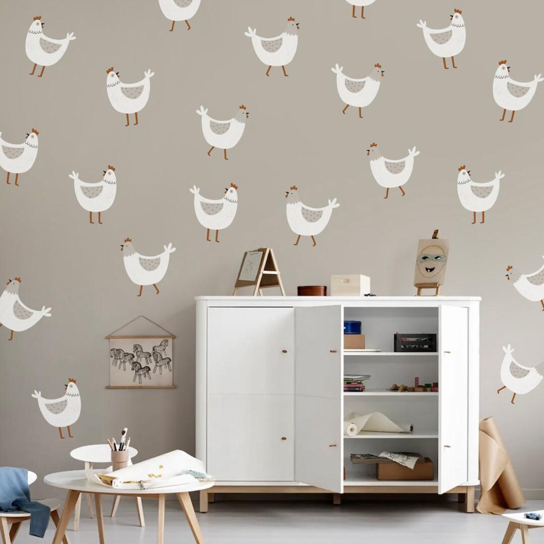 White Chickens Wall Stickers | Kids Bedroom Decor | Lots of Chickens ...