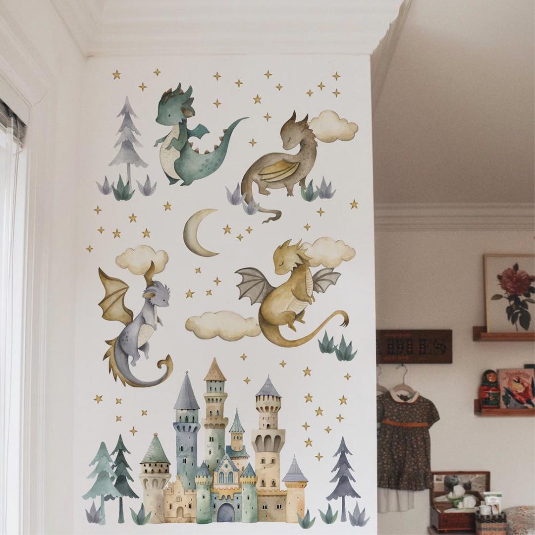 Dragon Wall Stickers, Fantasy Wall Decals, Kids Room Decor, Nursery ...