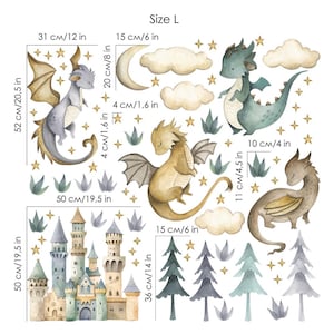 Fantasy Dragon Wall Decals for Kids Room, Castle Nursery Wall Stickers ...