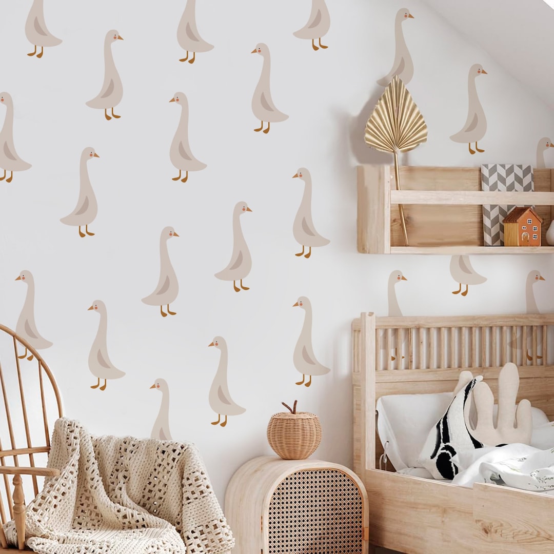 Cute Geese Wall Stickers for Kids Boho Nursery Decor Scandinavian Style ...