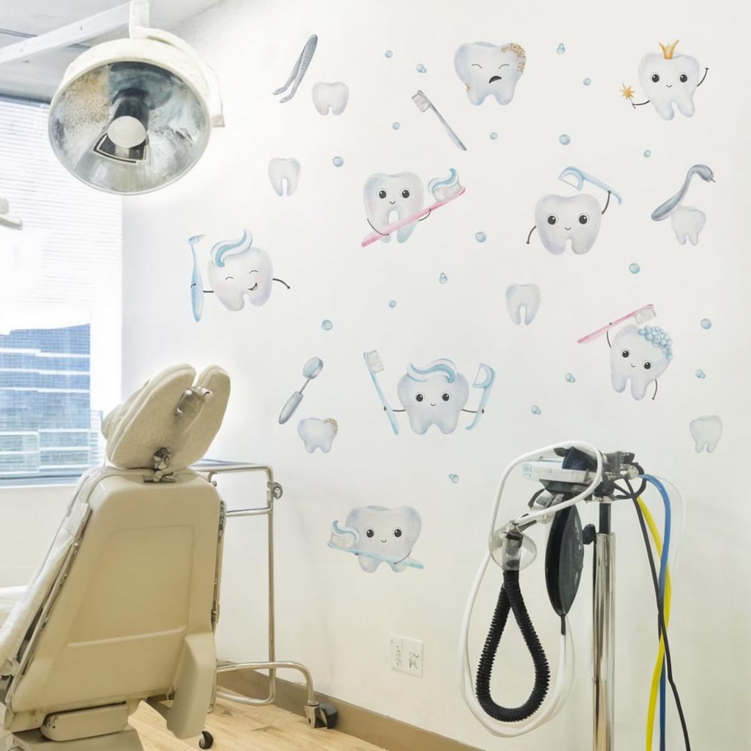 Tooth Wall Decals: Watercolor Dental Art for Kids Clinic - Etsy