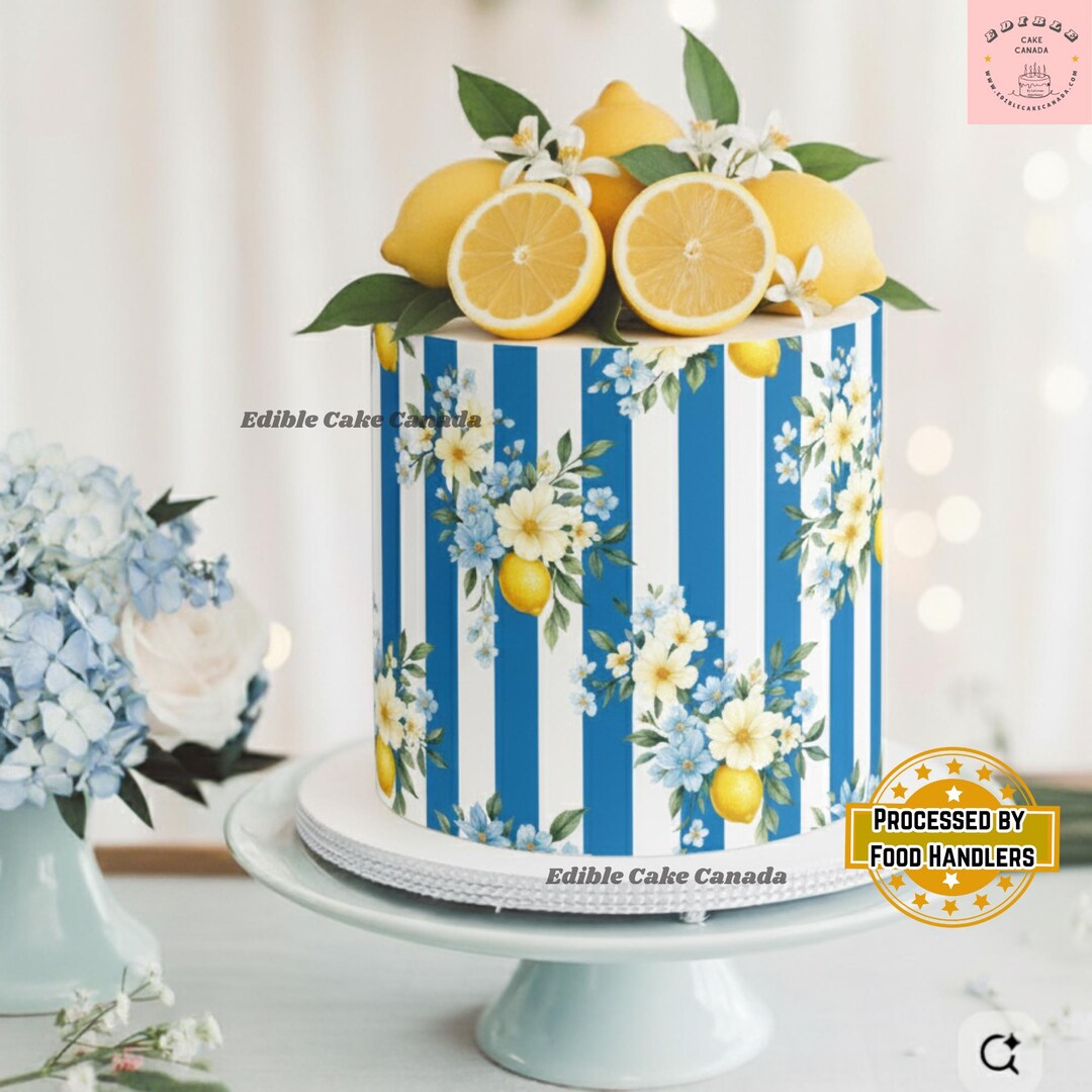 Edible Icing Cake Wrap – Mediterranean Lemon & Tile Pattern - Etsy