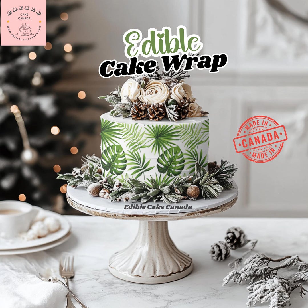 Tropical Leaves Edible Cake Wrap: Jungle Theme Frosting Strips |cookie ...