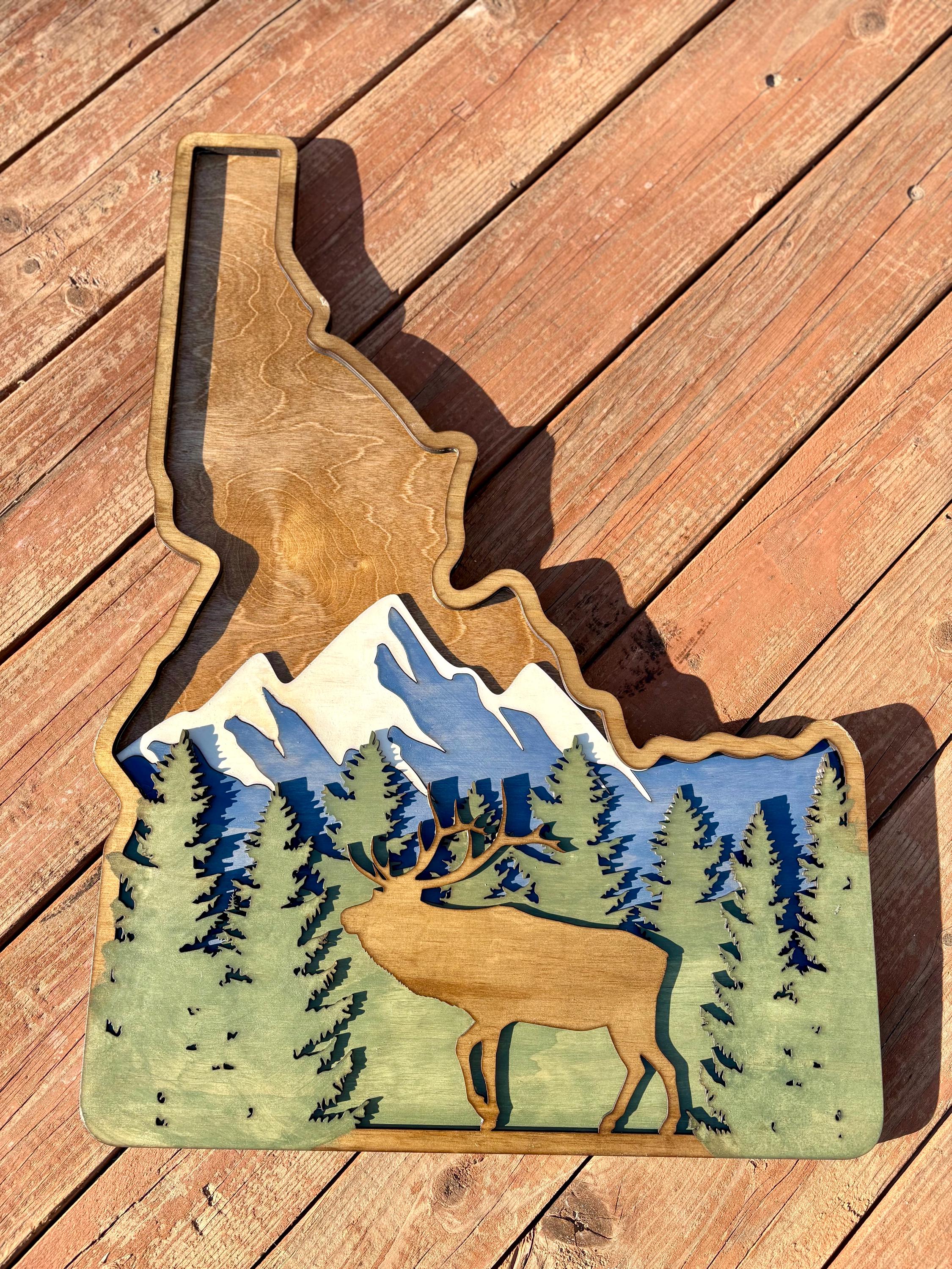 Wood Idaho Shaped Elk Sign - Etsy