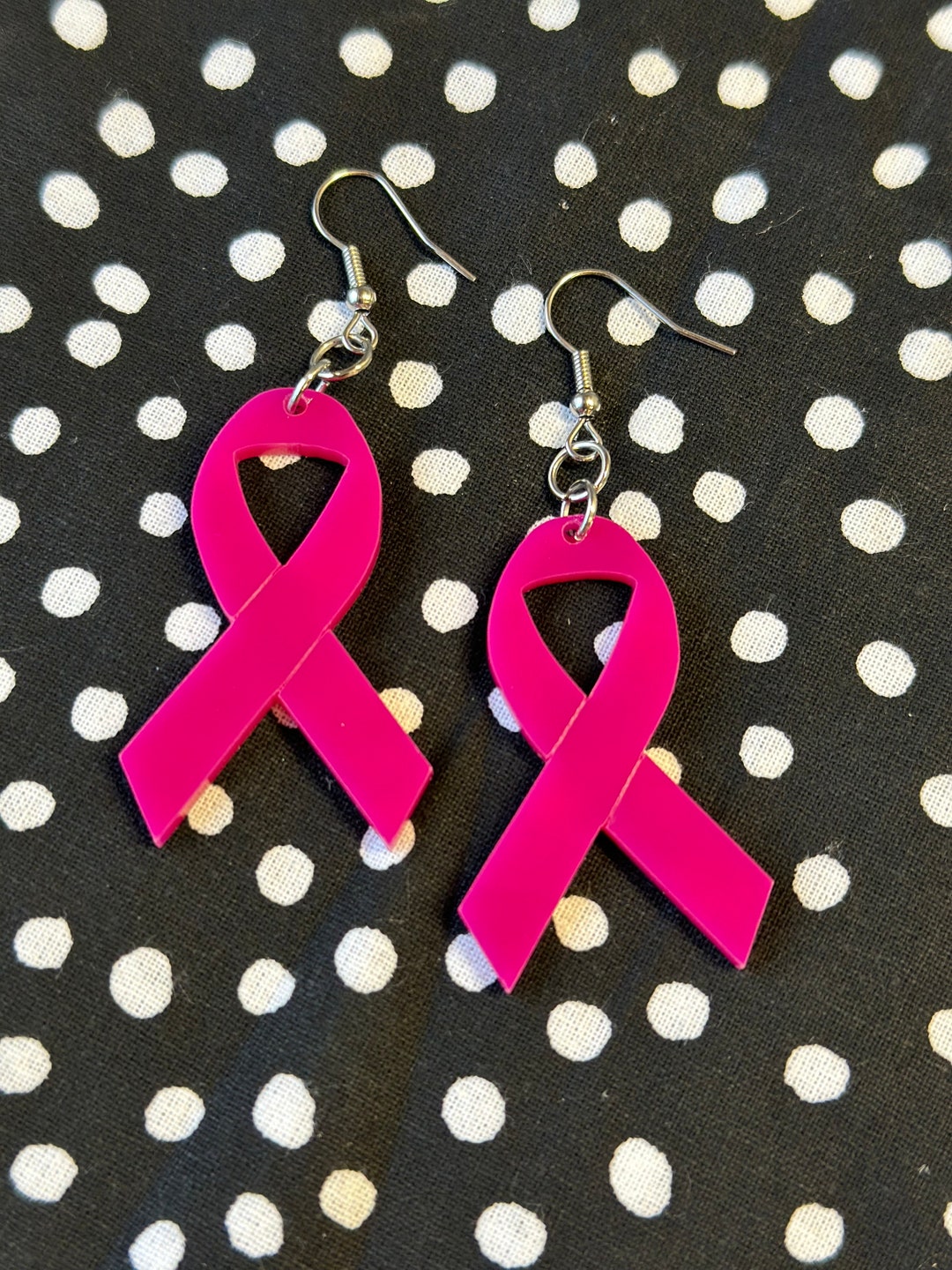 Acrylic Breast Cancer Ribbon Earrings - Etsy