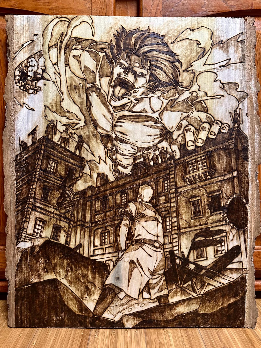 Handmade Custom Attack on Titan Woodburning Art - Personalized Anime ...