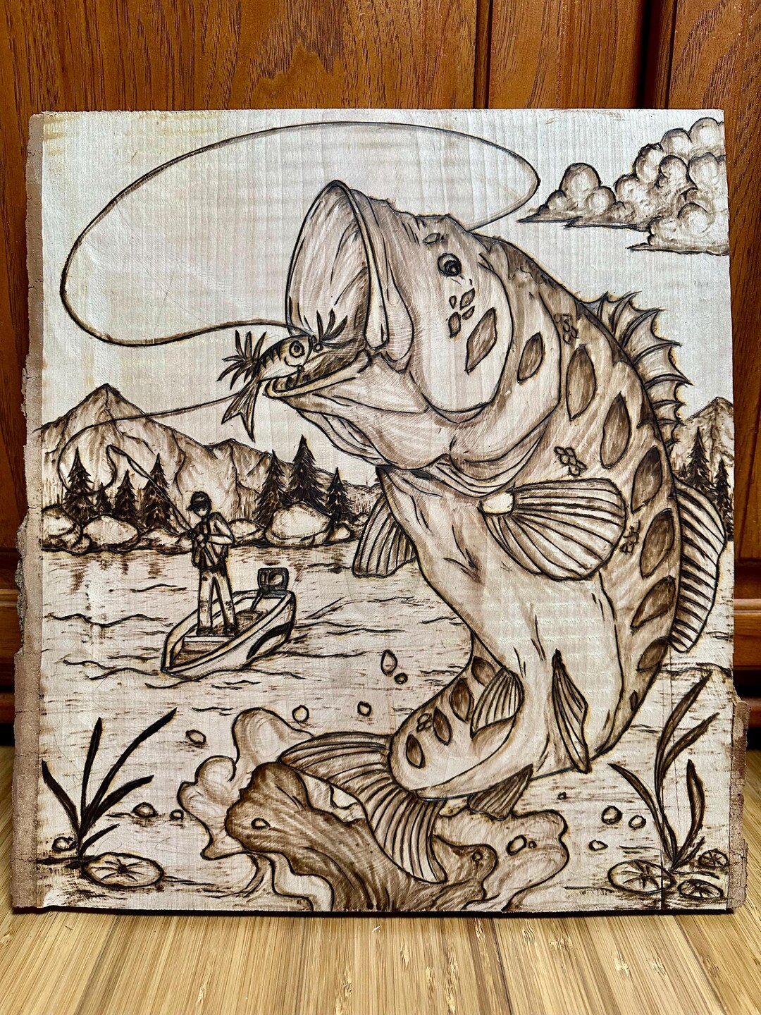 Handmade Bass Fishing Wood Burning Art: Custom Home Decor - Etsy