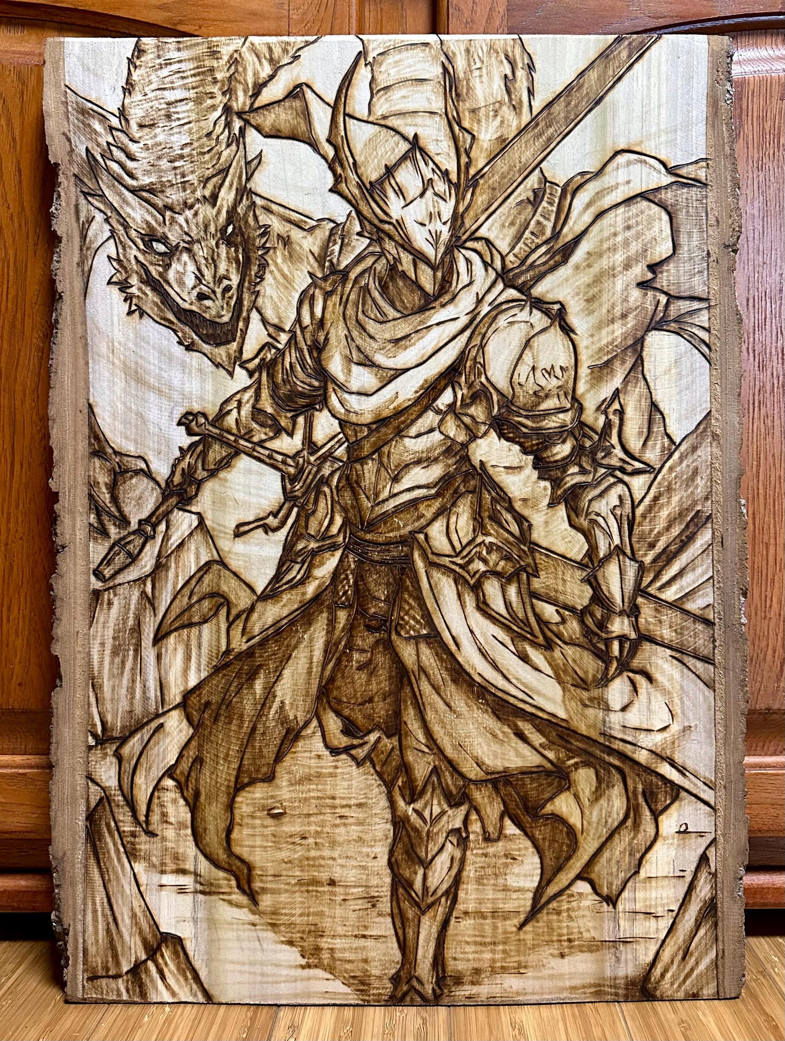 Handmade Dragon Pyrography: Live Edge Wood Fantasy Art - Etsy