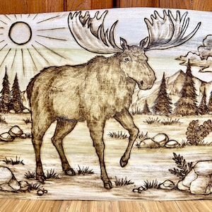 Handmade Moose Wood Burning Art: Rustic Forest Decor - Etsy