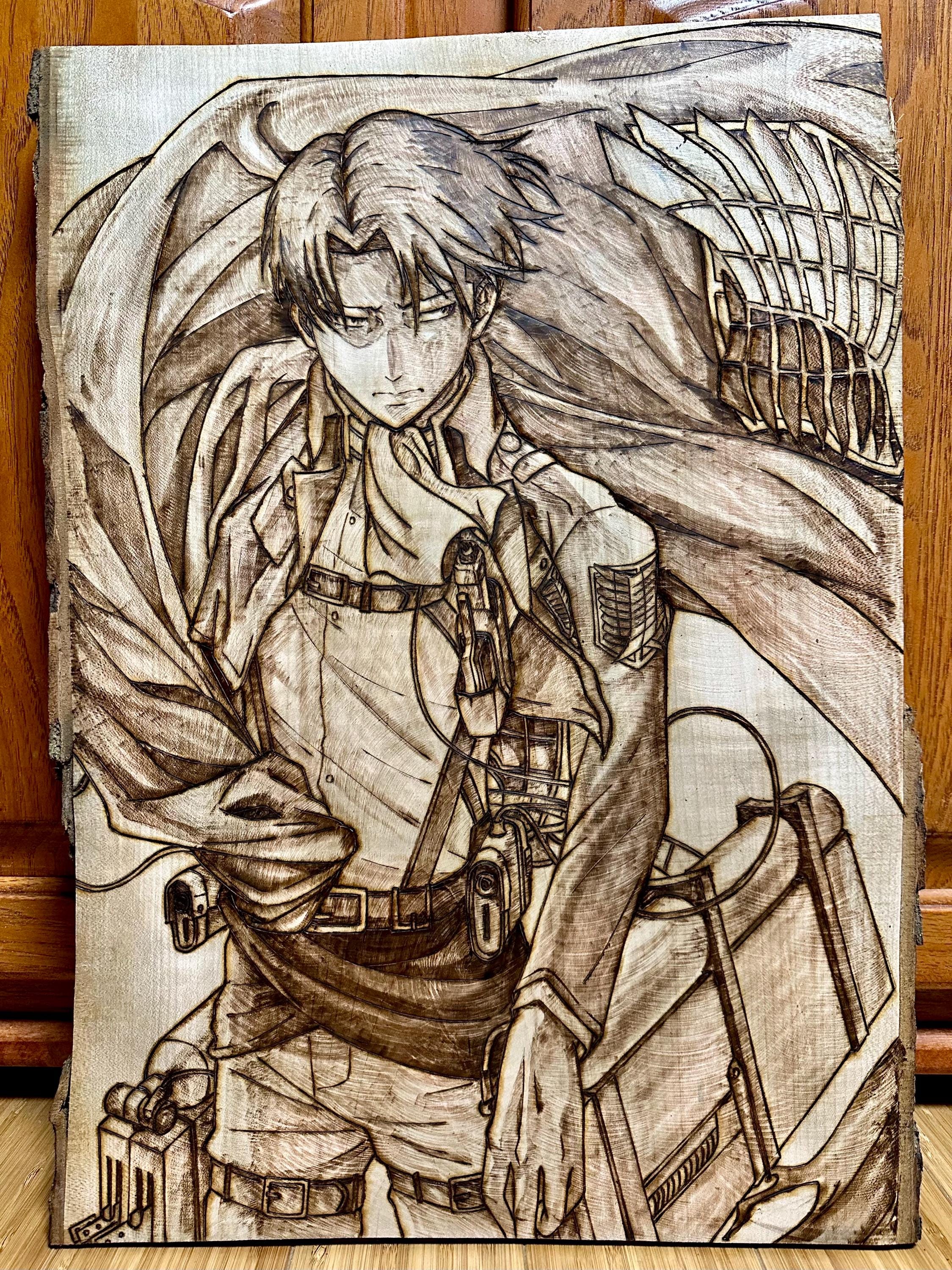 Handmade Custom Attack on Titan Woodburning Art Personalized Anime Gift ...