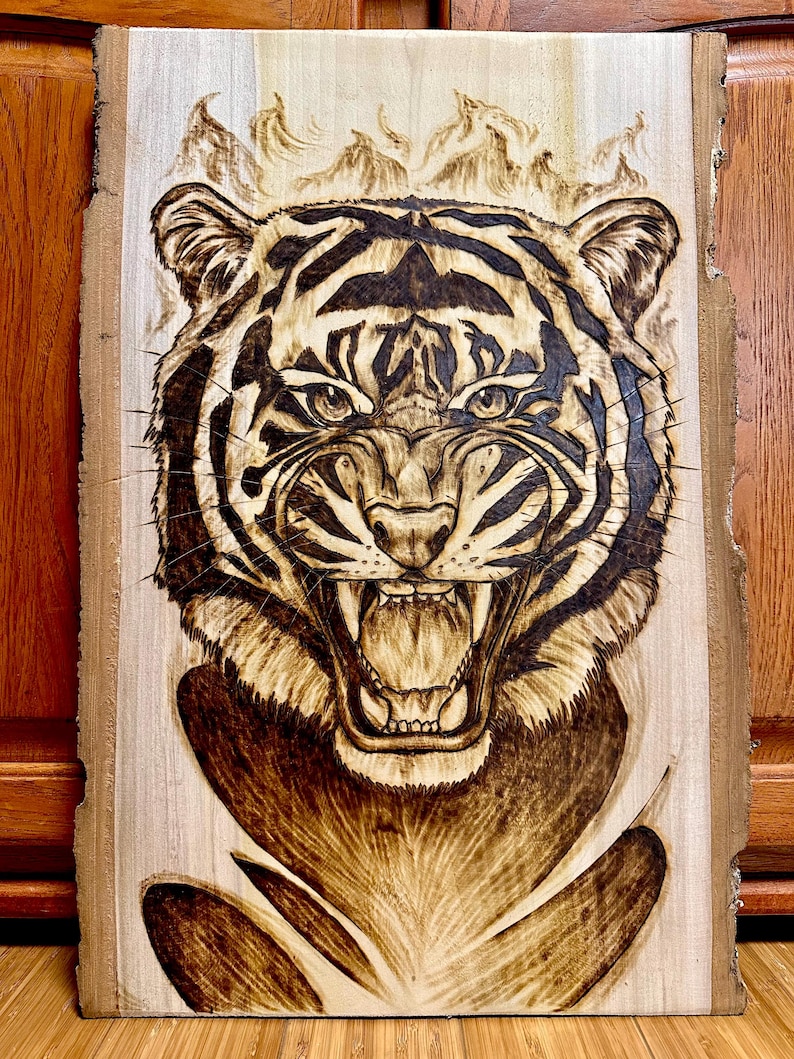 Handmade Wood Burning Art: Flying Dragon & Castle Pyrography - Etsy