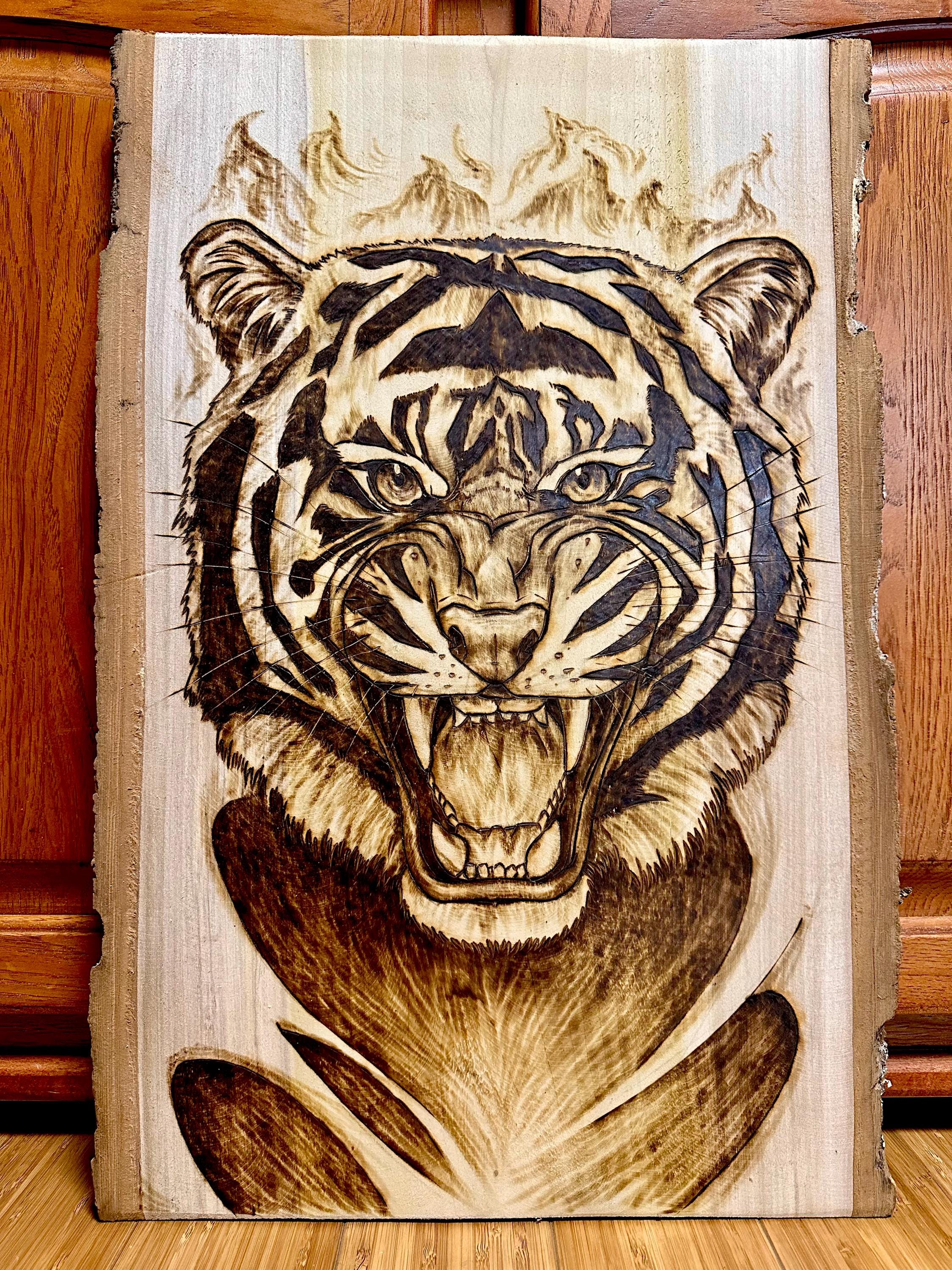 Handmade Wood Burning Art: Flying Dragon & Castle Pyrography - Etsy