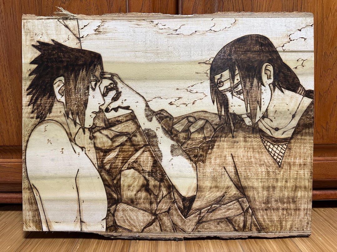 Custom Anime Wood Burning Art: Uchiha Handmade Decor - Etsy