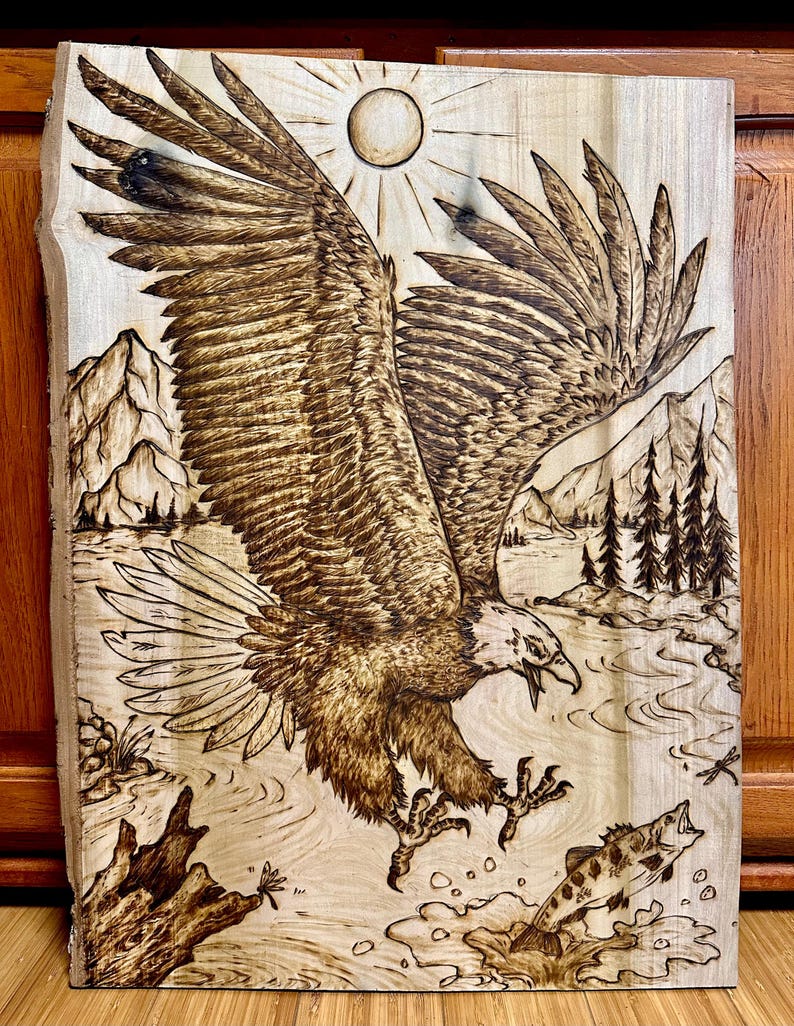 Handmade Wood Burning Art: Flying Dragon & Castle Pyrography - Etsy