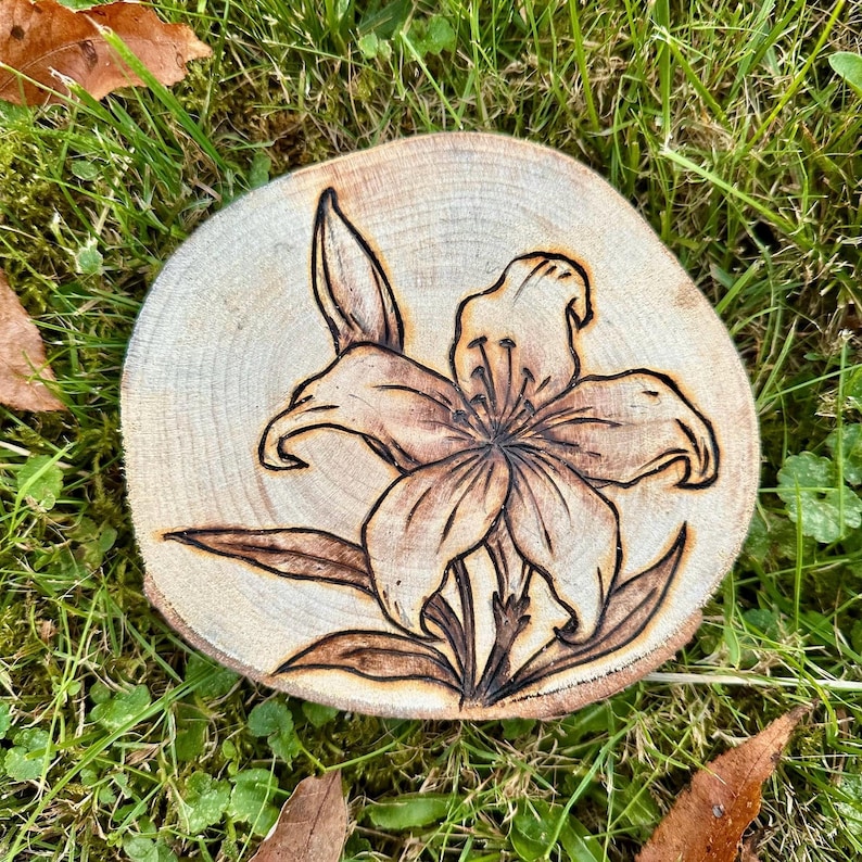 Handmade Wood Burning Flower Home Decor | 6”x 6” Mini Art | Rustic ...
