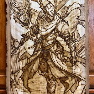 Custom Handmade Wood Burning Art, Flying Dragon Pyrography on Wood ...