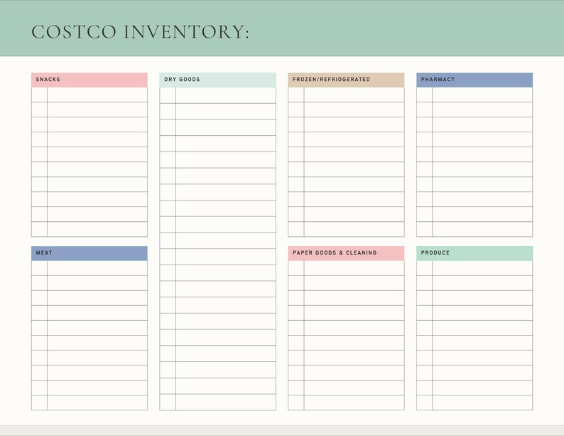 Pantry Inventory/costco Shopping List - Etsy