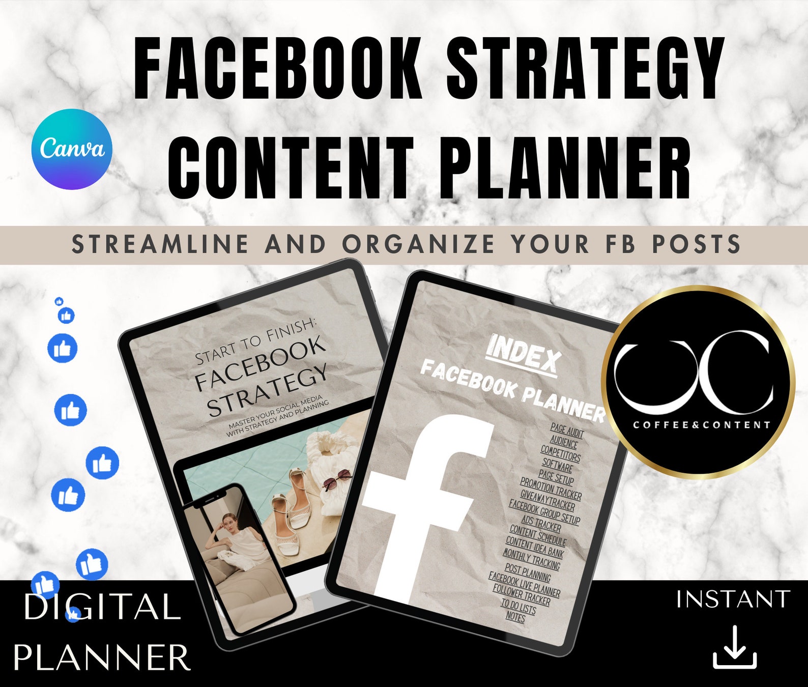Facebook Content Planner, Strategy & Tracker (digital Download) - Etsy