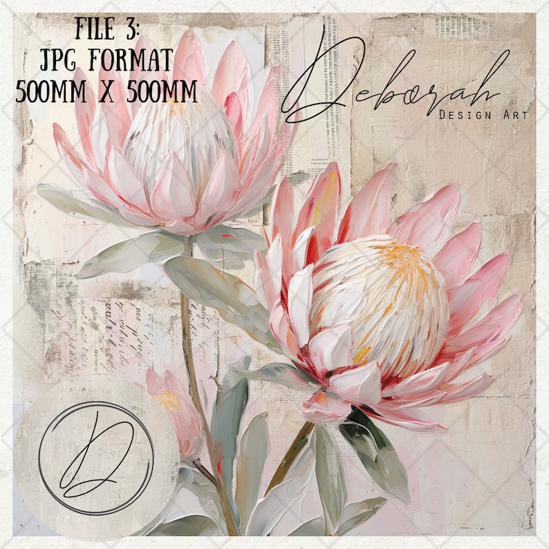 South African Pink Protea Block Art Square Printable Designs for ...