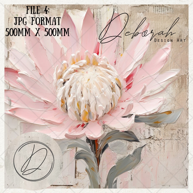 South African Pink Protea Block Art Square Printable Designs for ...