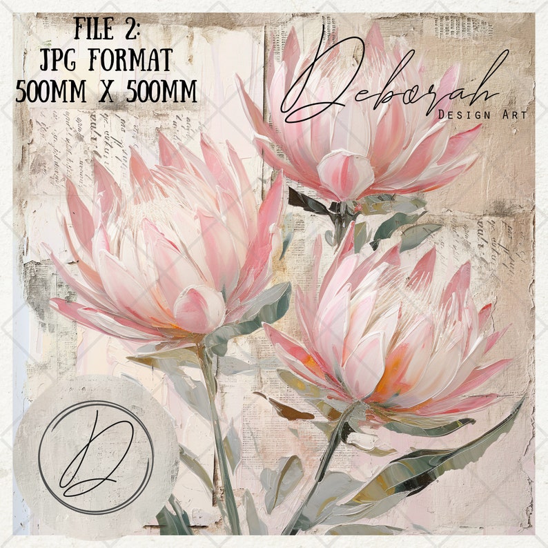 South African Pink Protea Block Art Square Printable Designs for ...