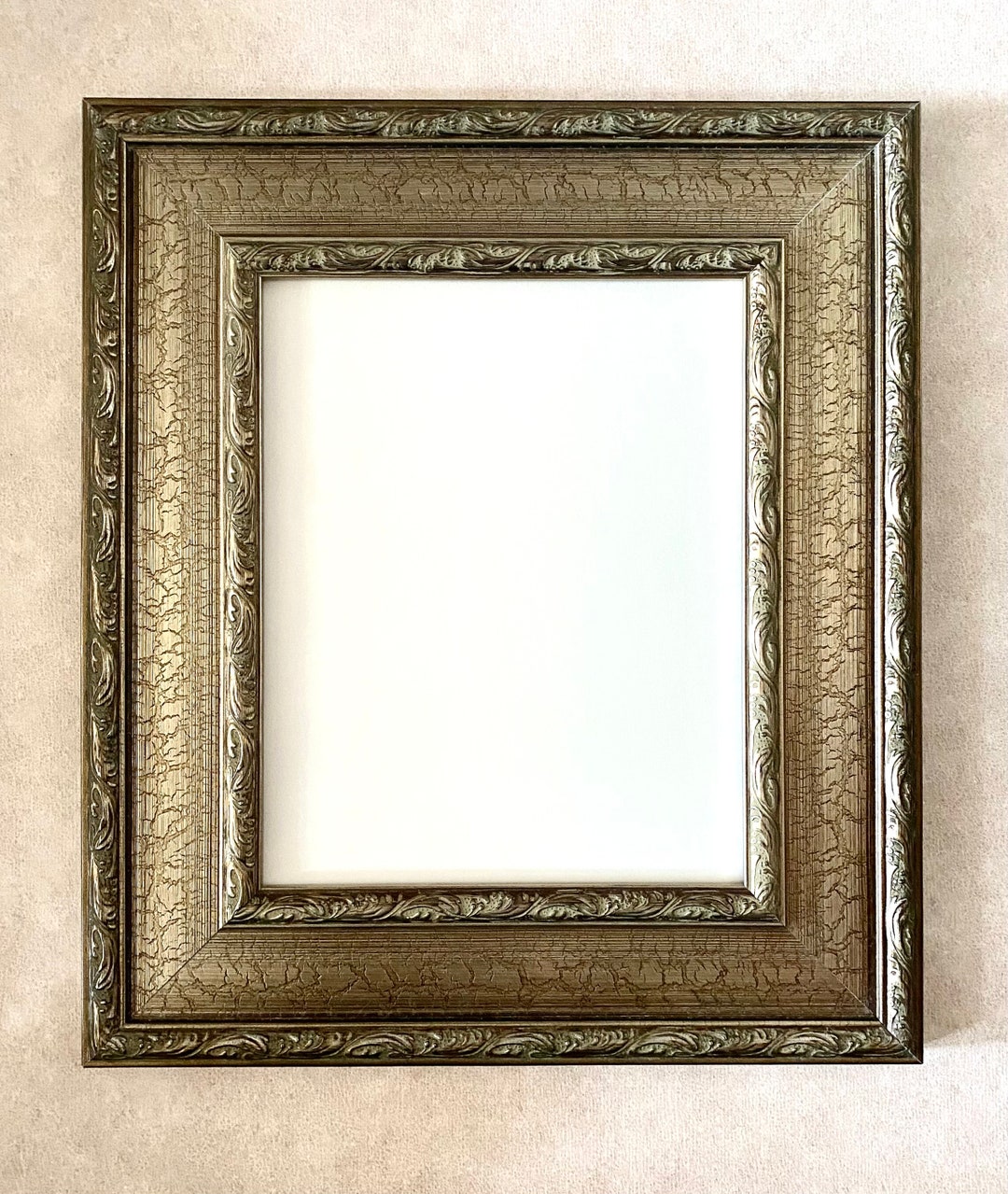 Antiqued Silver Ornate Vintage Wood Picture Frame - Decorative Edges ...