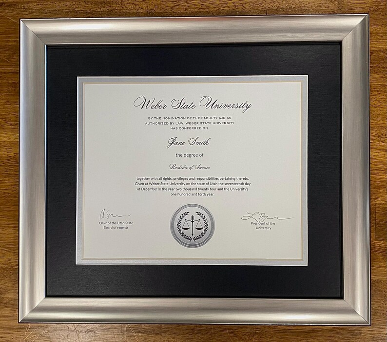 Silver Diploma Frame With Black and Silver Mat (8.5x11) - Etsy