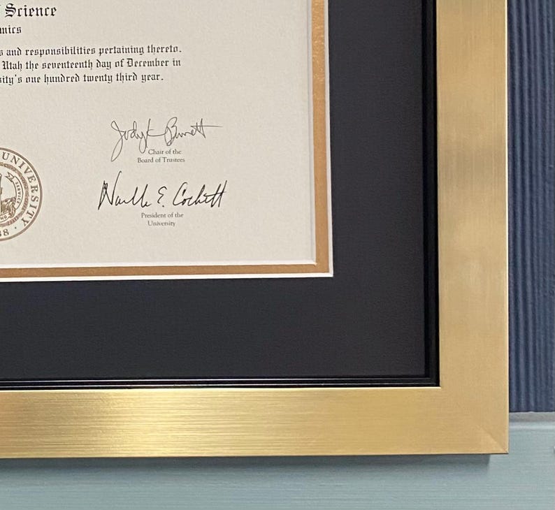 Gold and Black Diploma Document Frame With Black and Gold Mat for ...