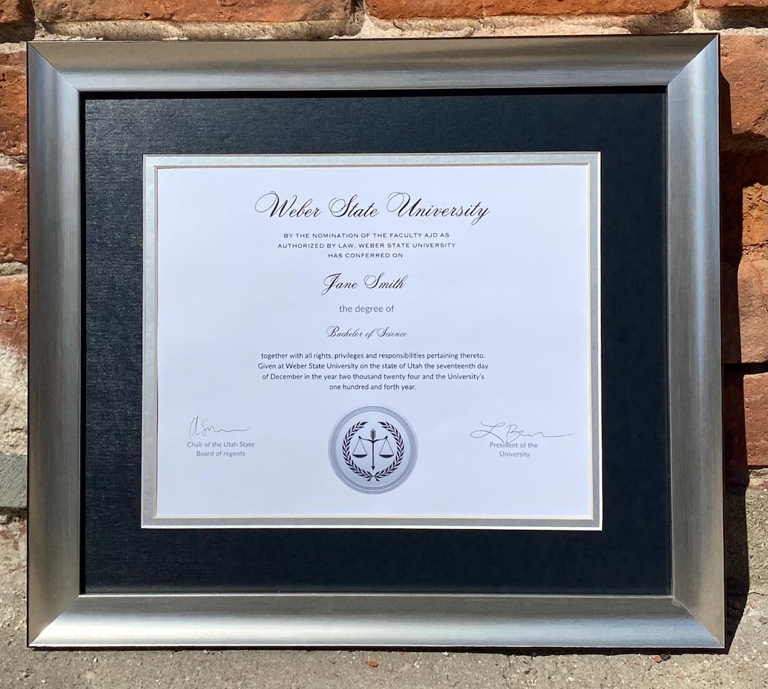 Silver Diploma Frame With Black and Silver Mat (8.5x11) - Etsy