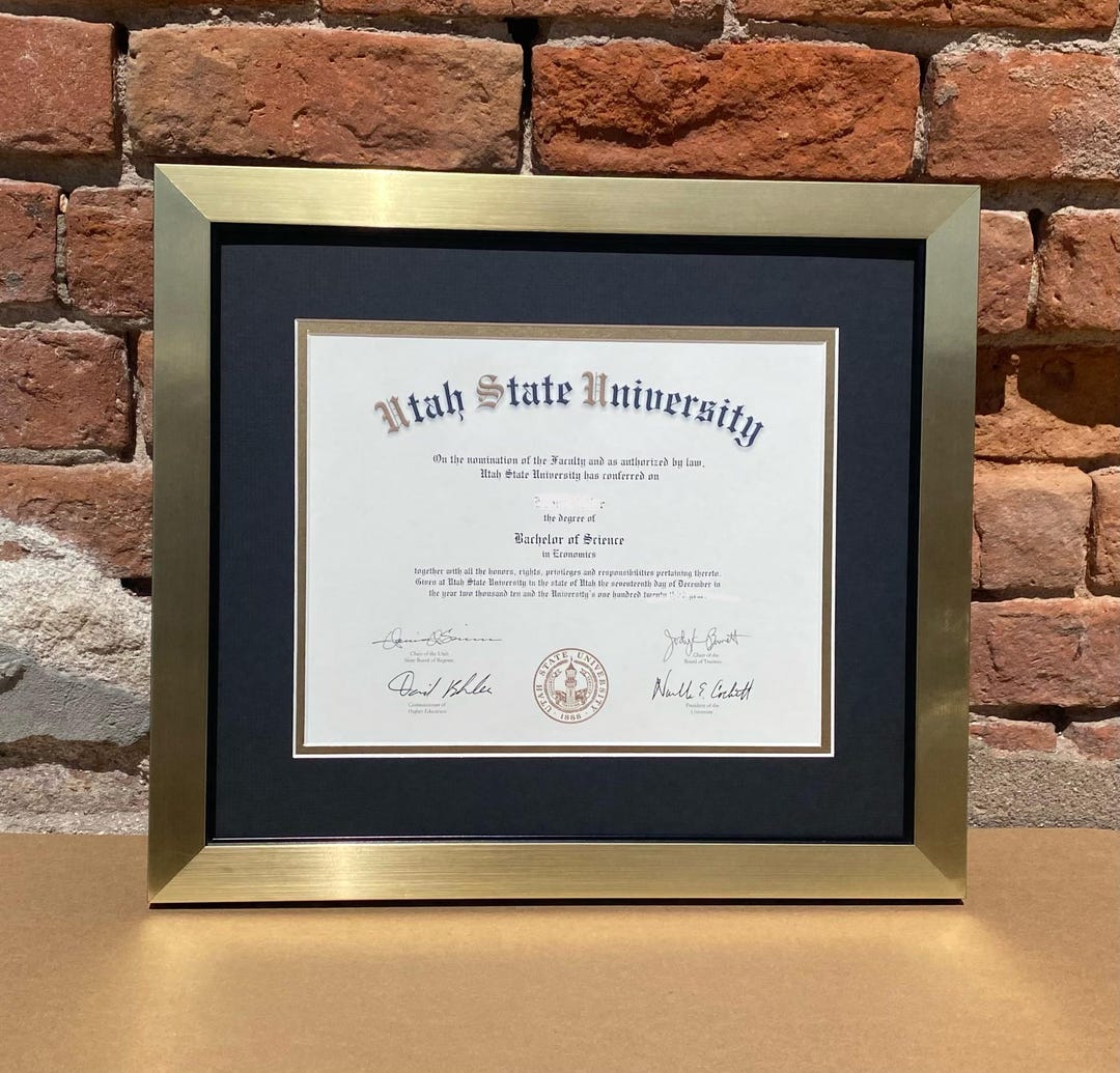 Gold and Black Diploma Document Frame With Black and Gold Mat for ...