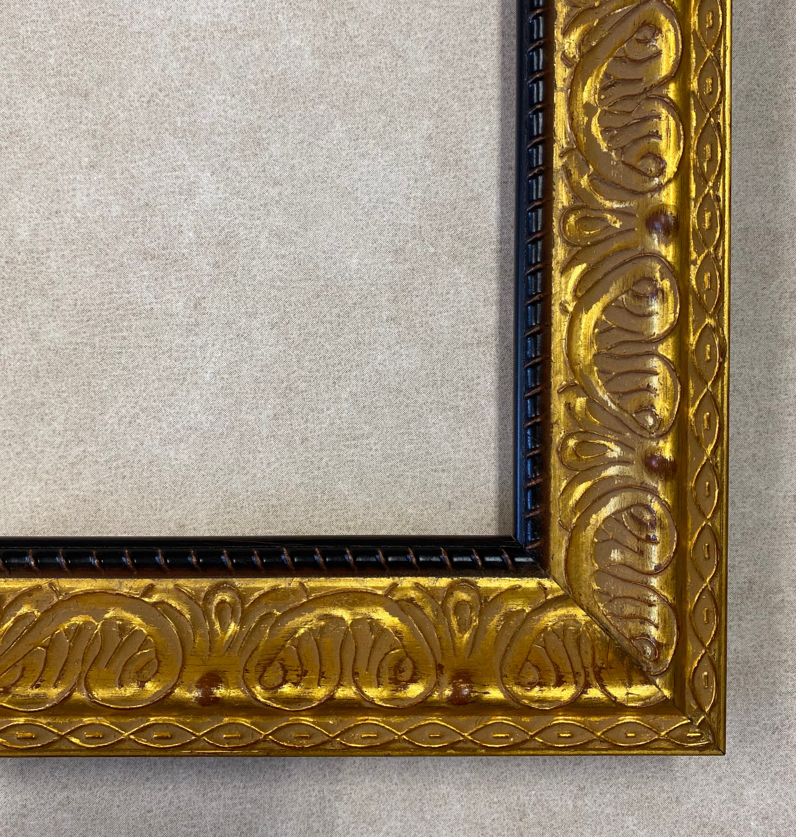 Antiqued Gold Ornate Vintage Wood Picture Frame - Dark Beaded Edge ...