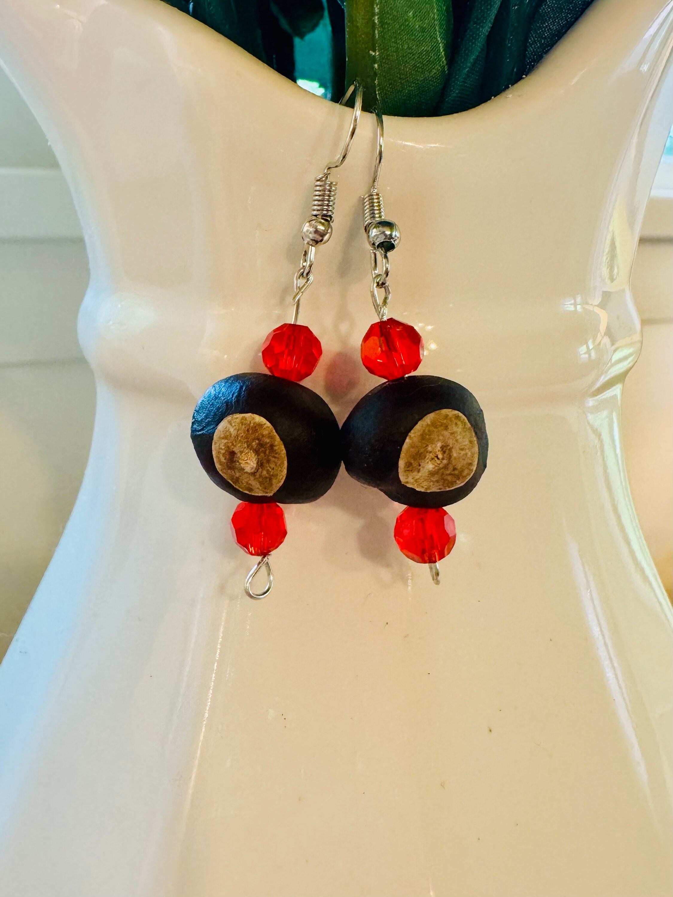 Handmade Real Buckeye Earrings | Authentic Ohio State Jewelry | Natural ...