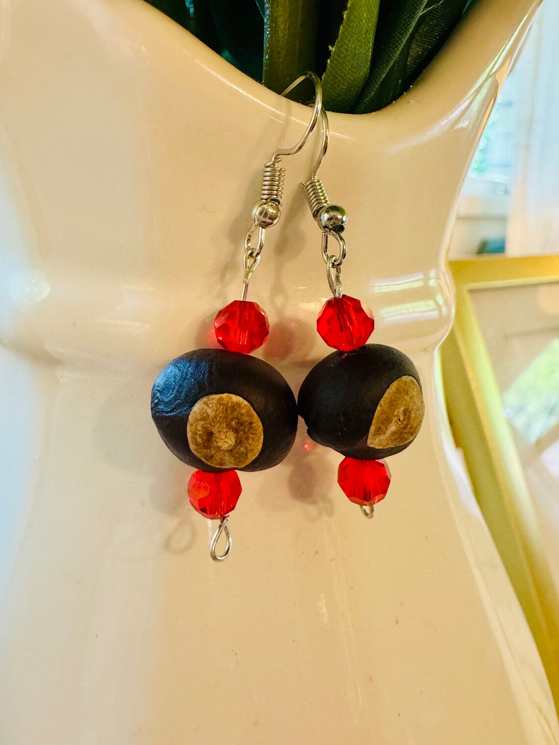 Handmade Real Buckeye Earrings | Authentic Ohio State Jewelry | Natural ...